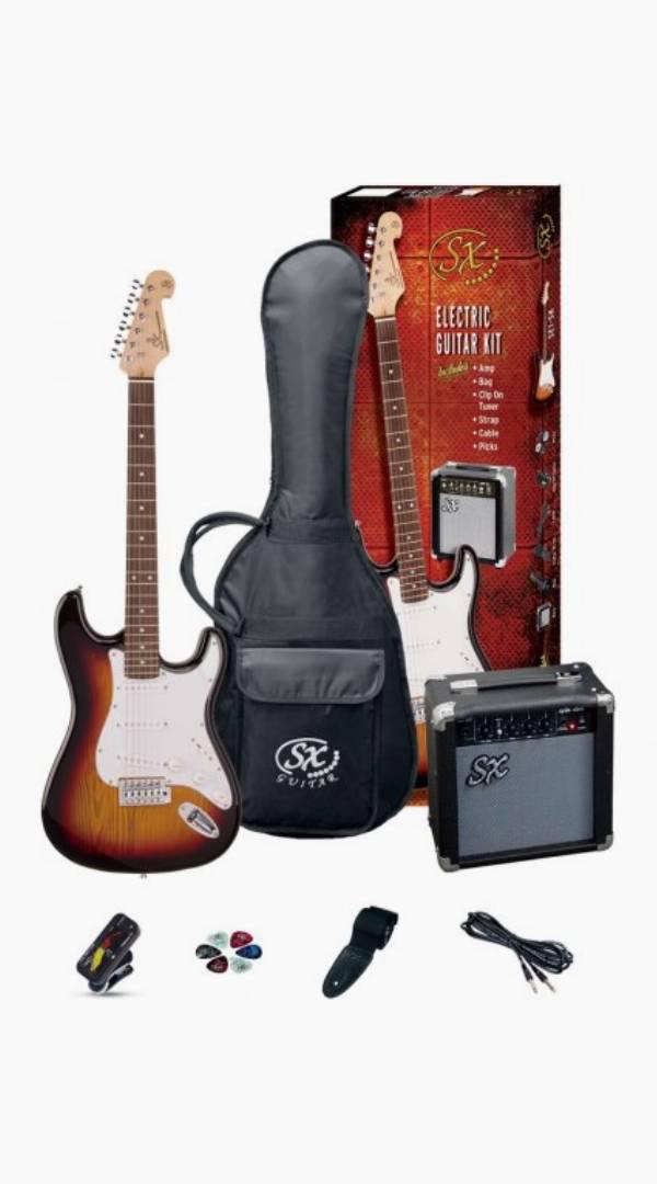 SX Stratocaster Electric Guitar Pack 3 4